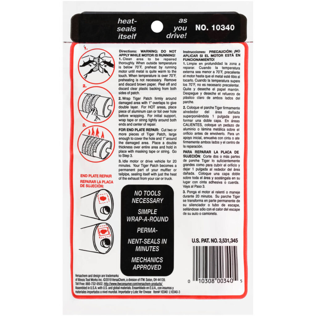Tiger Patch®: Muffler/Tailpipe Quick Patch • Versachem®
